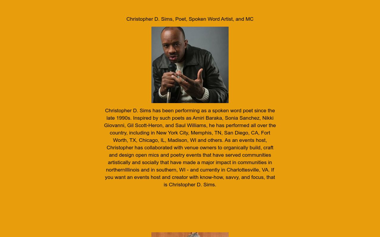 Christopher D. Sims, Artist & Events Host